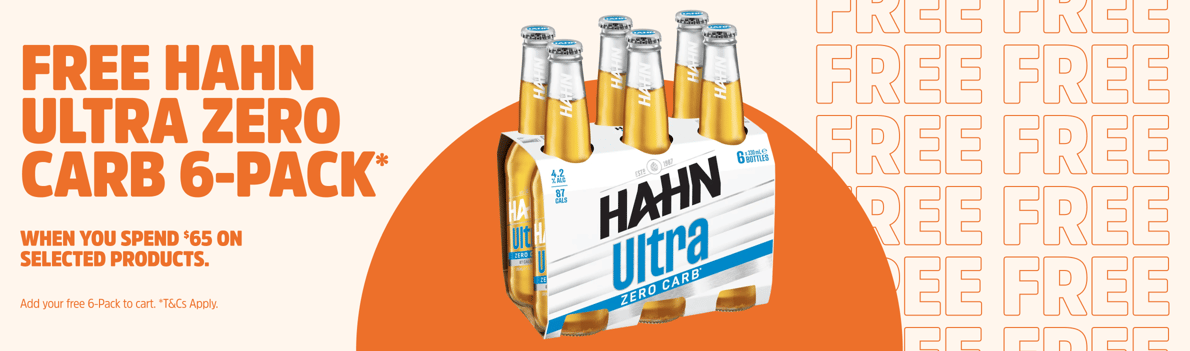 Spend $65 & Get a Bonus Hahn Ultra 6-Bottle Pack for FREE