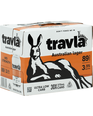 Buy Travla Mid Strength Lager Cans 375ml online with (same-day FREE ...