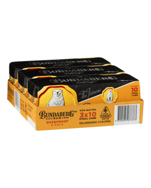 Buy Bundaberg Op Rum & Cola Cans 10 Pack 375ml online with (same-day ...