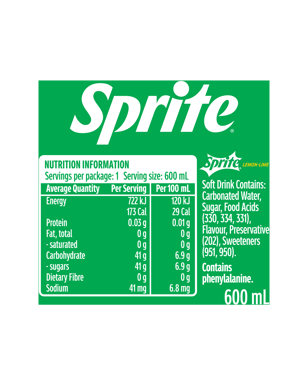 Buy Sprite Lemonade Soft Drink Bottle 600ml online with (same-day FREE ...